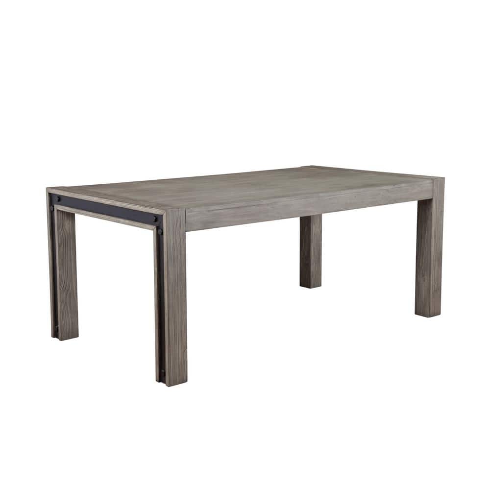 Alpine Furniture Fallon Grey and Black Wood 72 in. W 4 Legs Dining ...