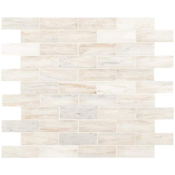 MSI Angora Subway 6 in x 6 in. x 10mm Polished Marble Mesh-Mounted ...