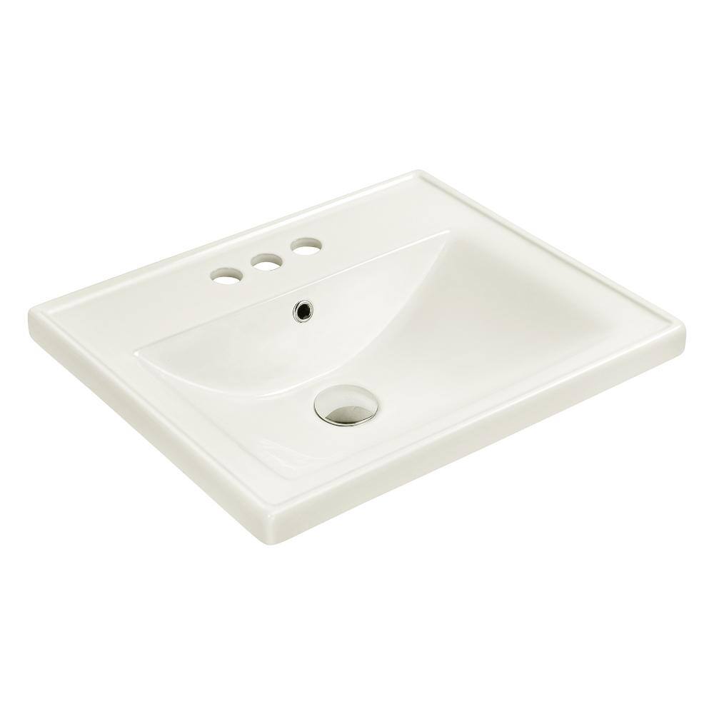 Dekorman Malibu 19-7/8 in. Bathroom Sink in White Glazed Ceremic ...