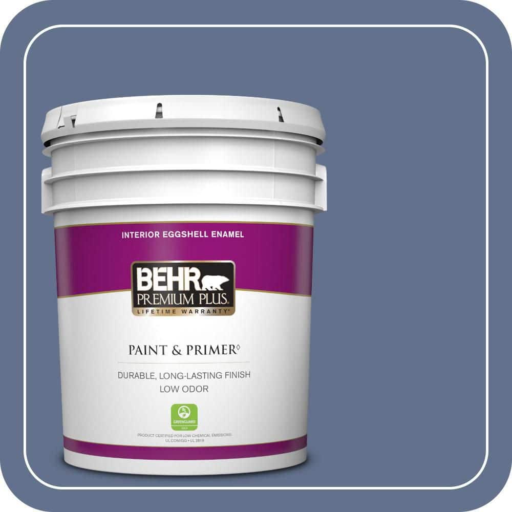BEHR PREMIUM PLUS 5 gal. #600F-6 Atlantic Blue Eggshell Enamel Low Odor ...