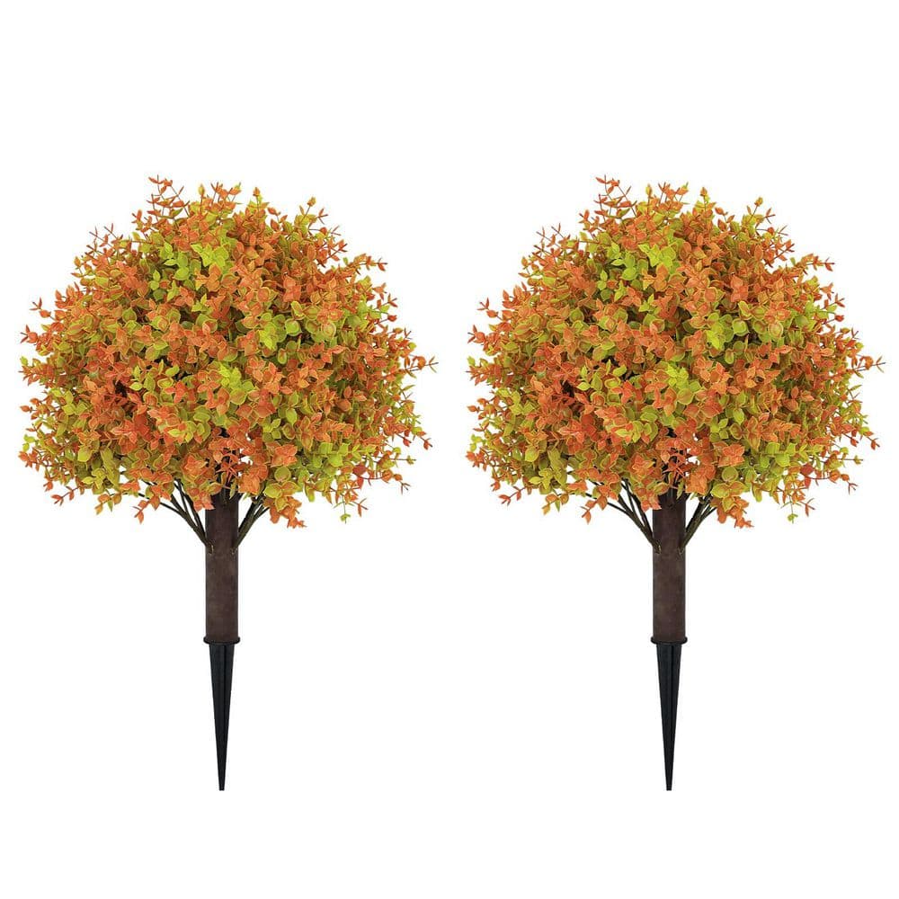 poetree 2 ft. Artificial Boxwood Eucalyptus Topiary Ball Tree with ...