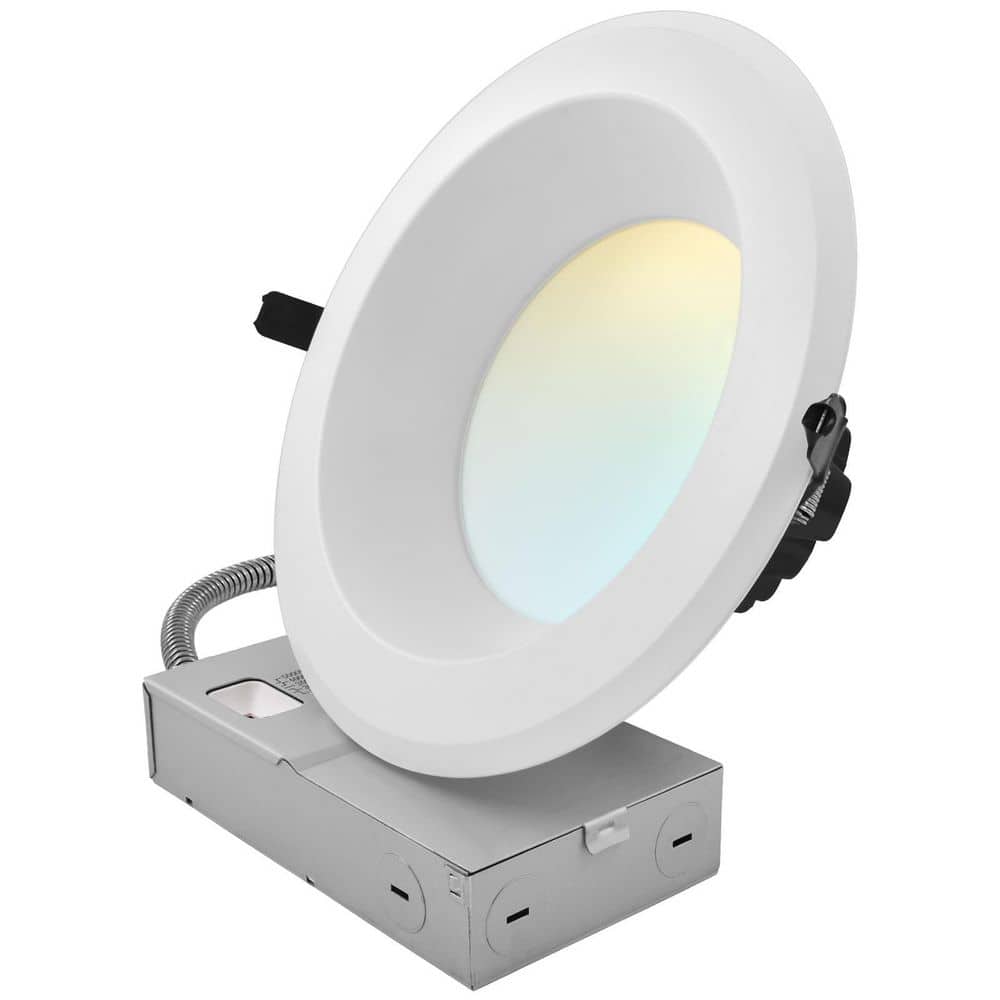 LUXRITE 8 In. Integrated LED Commercial Recessed Light J-Box 5CCT 50/65 ...