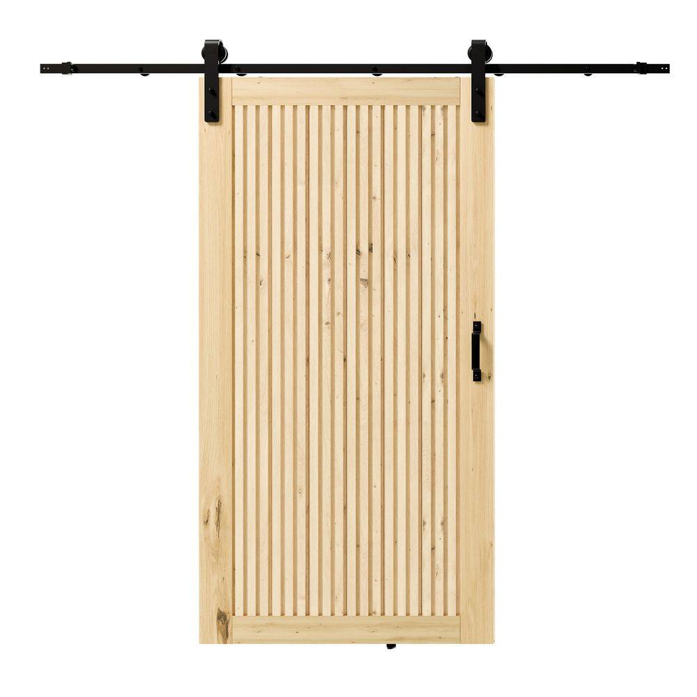 TENONER 42 in. x 84 in. Light Brown, Paneled, Fluted, Painted, Pine ...