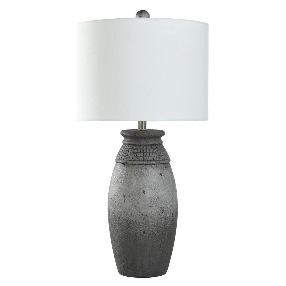 StyleCraft Benjamin 32 in. Natural Gray Table Lamp with White Linen ...