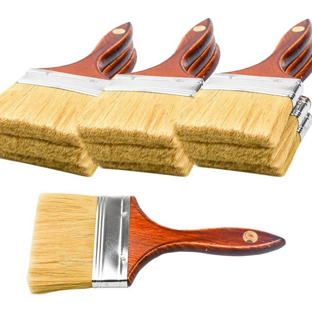 KIWDZFU 4 in. Chip Paint Brushes for Paint Stains Varnishes Glues Gesso ...