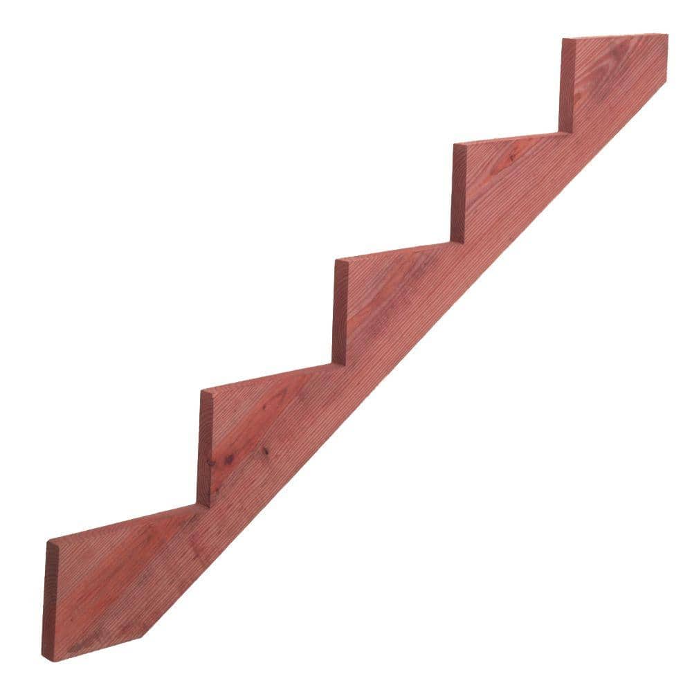 5-Step Redwood-Tone Ground Contact Pressure-Treated Pine Stair Stringer ...
