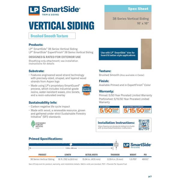 LP SmartSide 3/8 in. x 16 in. x 16 ft. LP Smart Side VERTICAL Composite ...