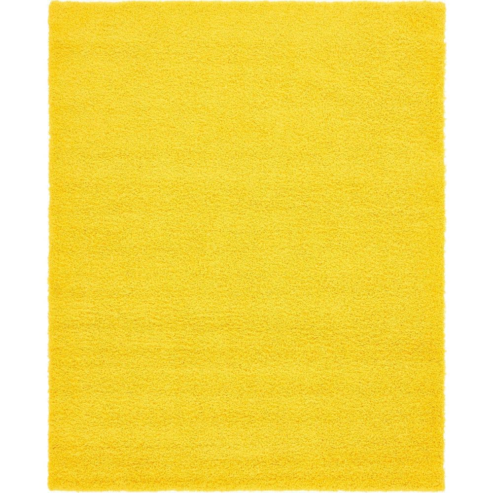 Unique Loom Solid Shag Tuscan Sun Yellow 8 ft. x 10 ft. Area Rug ...