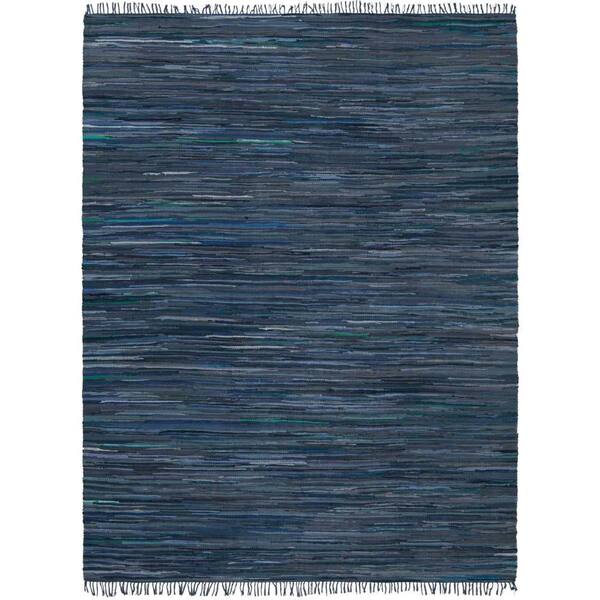 Unique Loom Chindi Cotton Striped Navy Blue 10' 0 x 13' 1 Area Rug ...