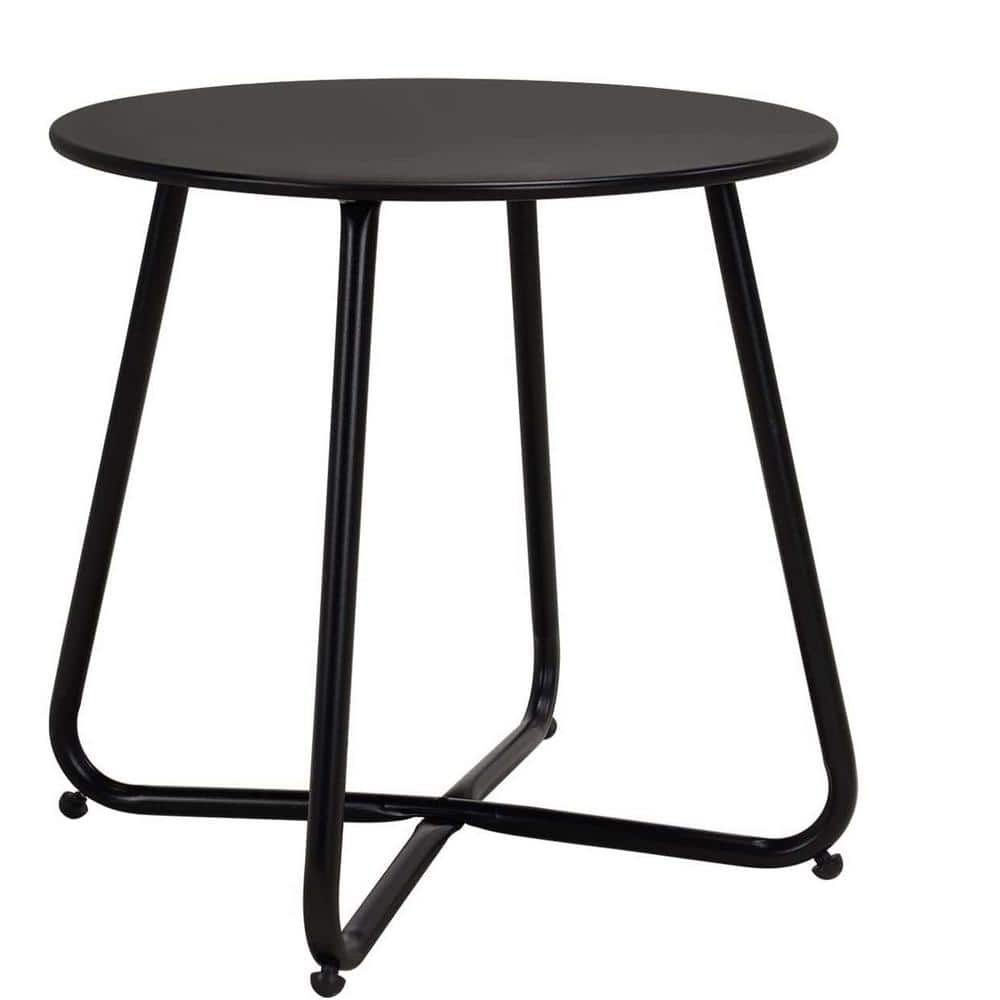 Sudzendf Black Round Metal Patio Outdoor Side Table, Weather Resistant ...