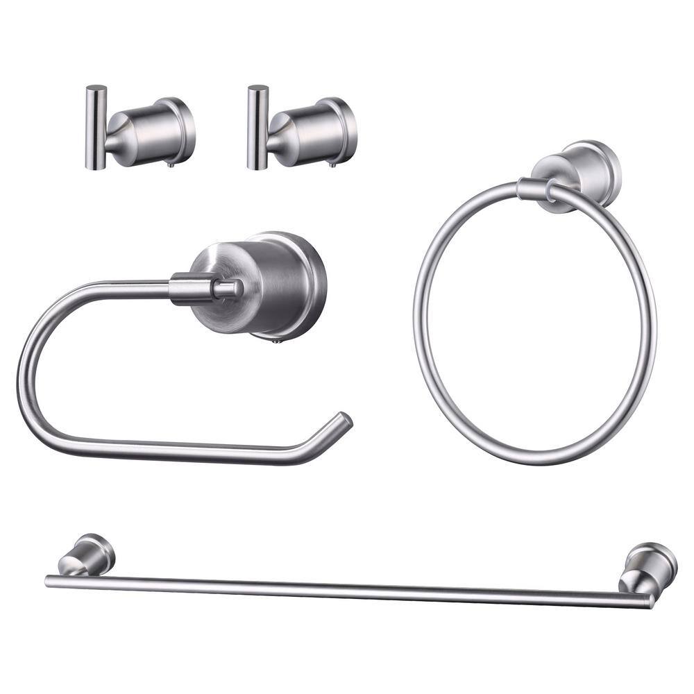 ALEASHA 5-Piece Bath Hardware Set with Mounting Hardware in Brushed ...