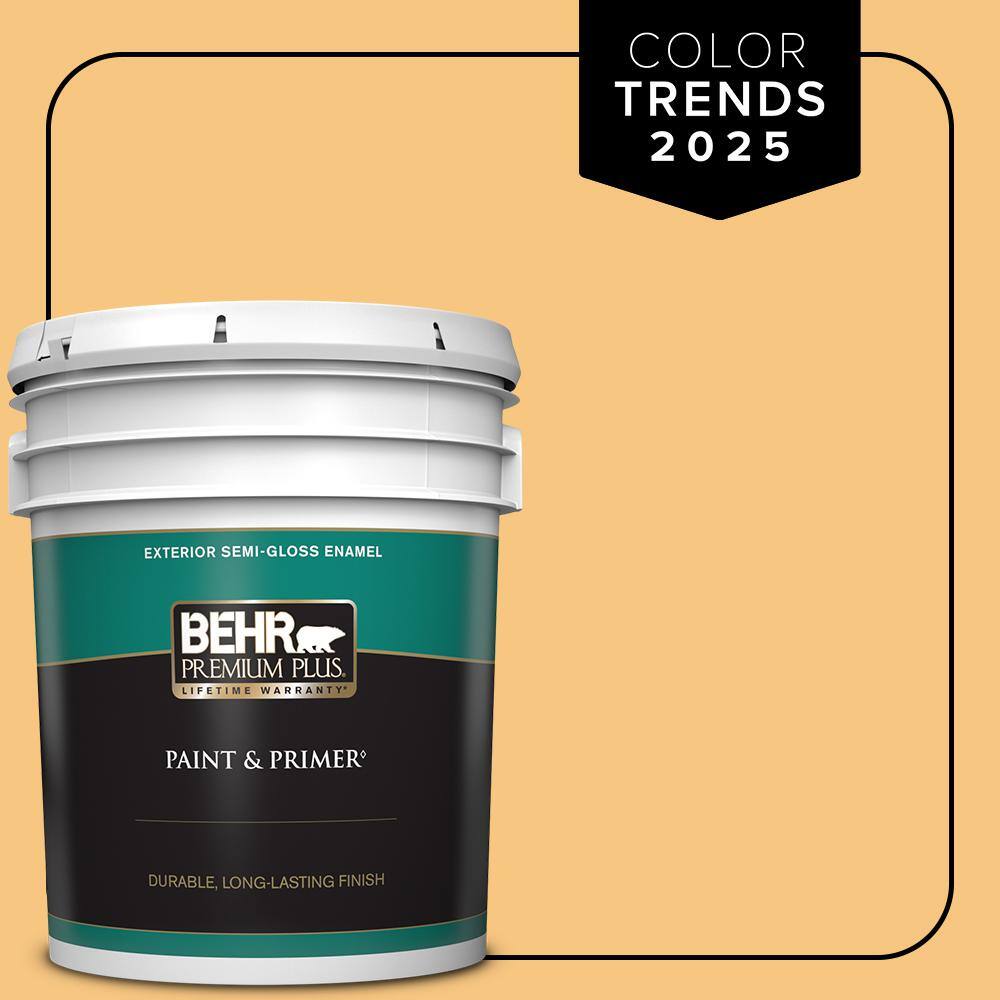 BEHR PREMIUM PLUS 5 gal. #PPU6-07 Jackfruit Semi-Gloss Enamel Exterior ...