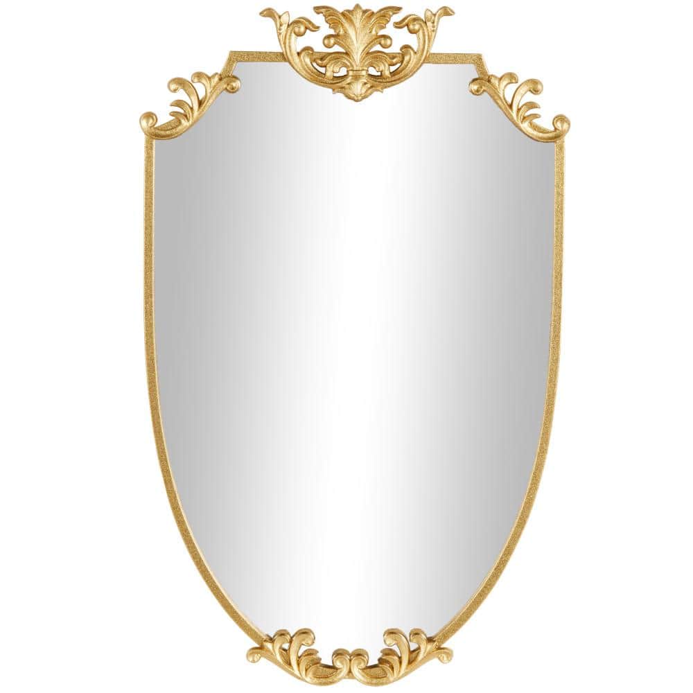 Litton Lane 34 in. H x 21 in. W. Shield Oval Framed Gold Floral Wall ...
