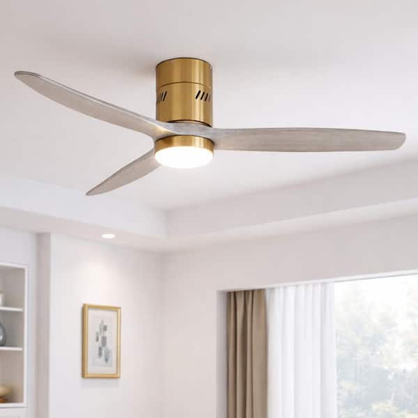 MODERN HABITAT 52 in. Integrated LED Indoor Flush Mount Gold Standard ...