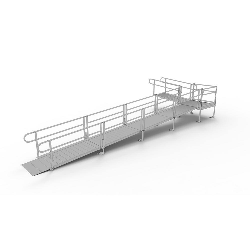 EZ-ACCESS PATHWAY 30 ft. L-Shaped Aluminum Wheelchair Ramp Kit with ...