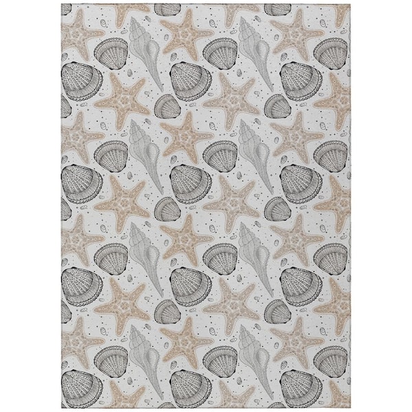 Addison Rugs Surfside Gray 8 ft. x 10 ft. Geometric Indoor/Outdoor Area ...
