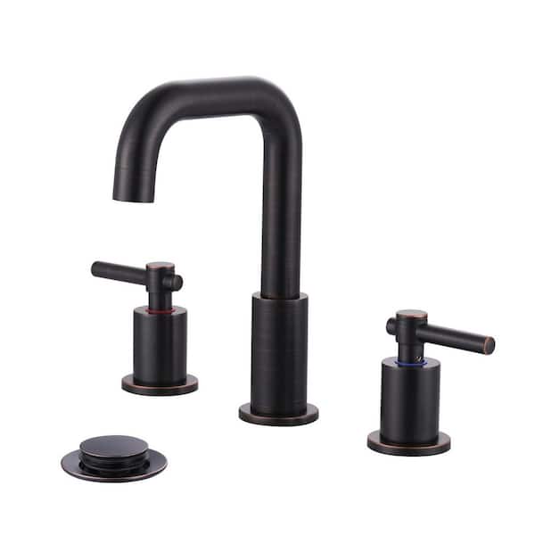 ALEASHA Glide 8 in. Widespread Double Handle Bathroom Faucet in Oil ...
