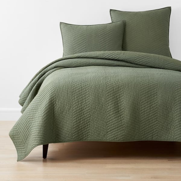 The Company Store Company Dark Olive King Cotton Quilt C3A3-K-DK-OLIVE ...