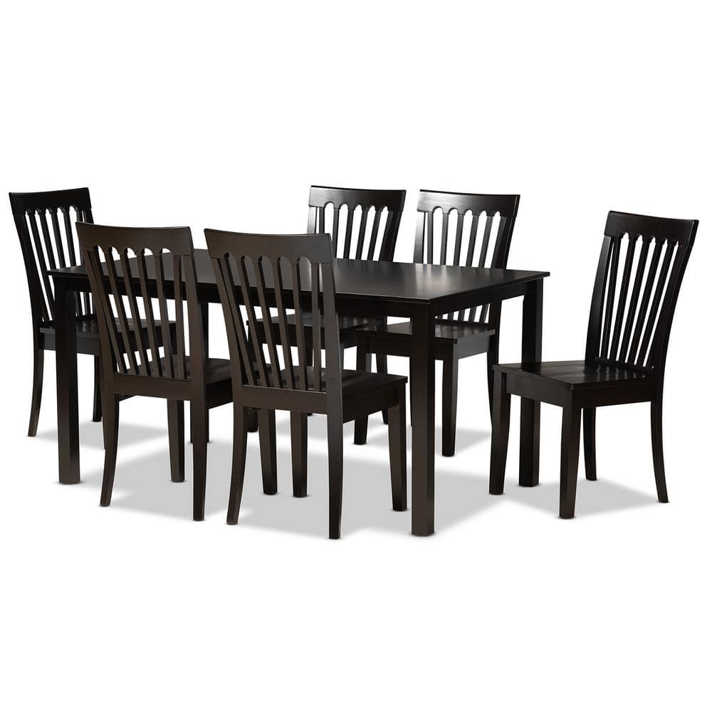 Baxton Studio Erion 7-Piece Dark Brown Dining Set 1841142610519HD - The ...