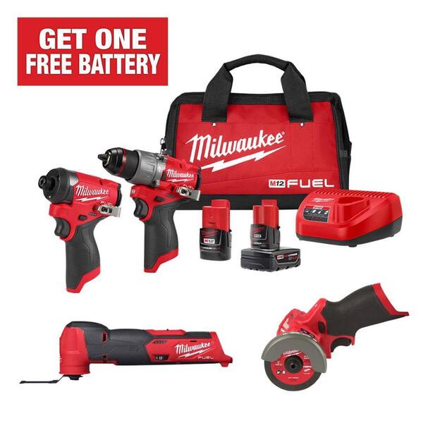 Milwaukee M12 FUEL 12-Volt Li-Ion Brushless Cordless Hammer Drill/Impact Driver Combo Kit (2 ...