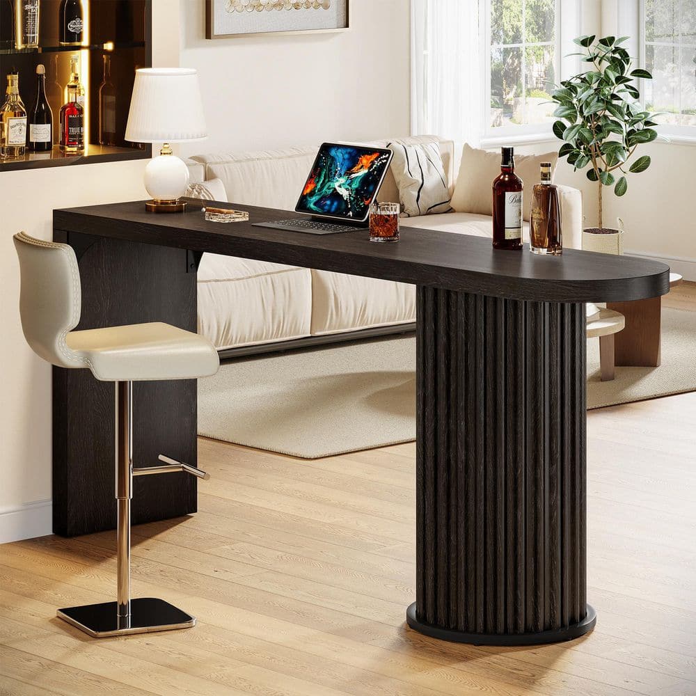 TRIBESIGNS WAY TO ORIGIN Adan 35.83 in. H Home Black Wood Modern Bar ...