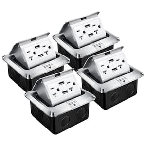 Lukyamzn Silver 20A Tamper-Resistant Recessed Floor Electrical Outlet ...