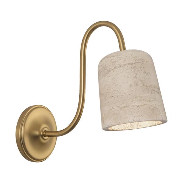 ALORA MOOD Bromley 5-in Brushed Gold Wall/Vanity Light with Natural ...