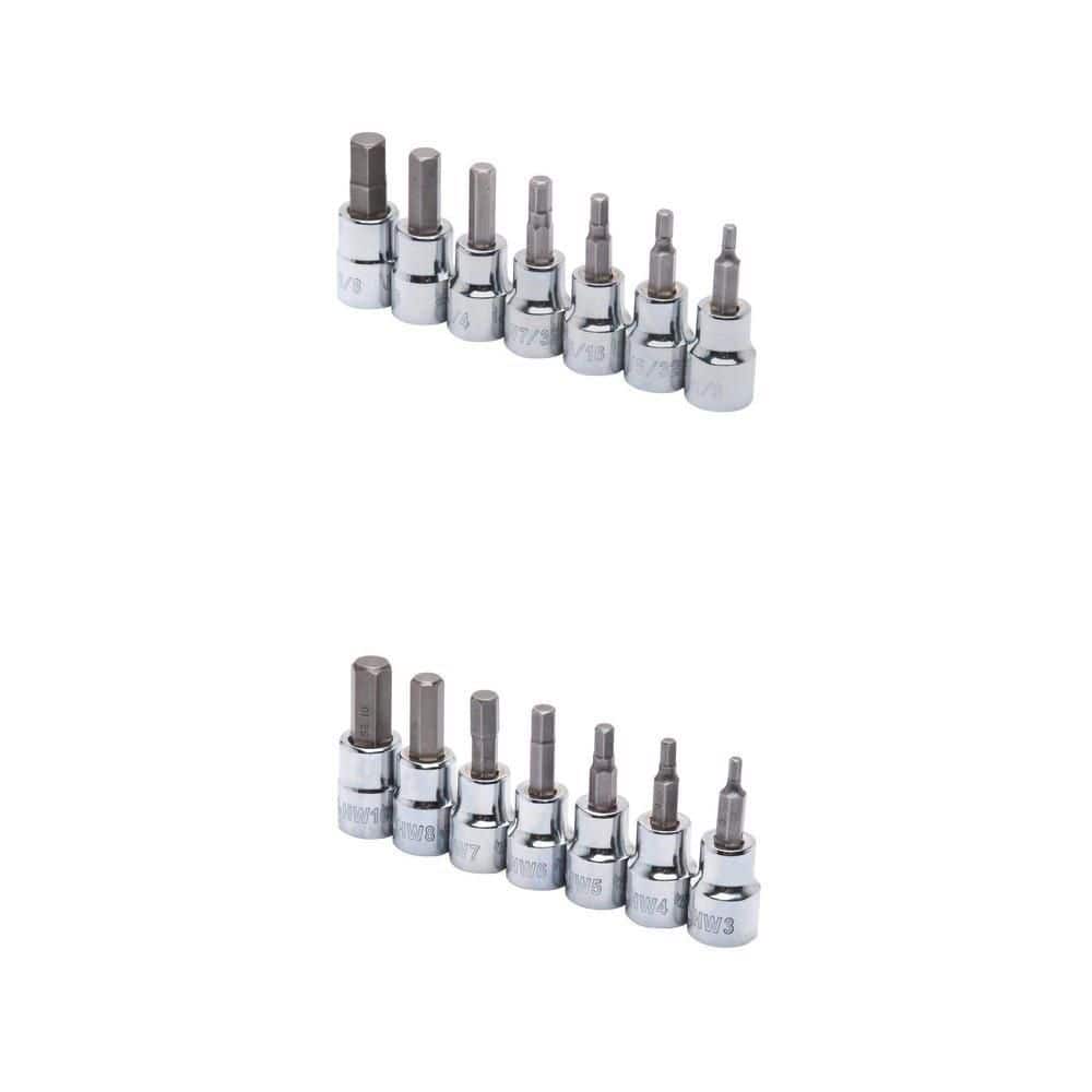 Husky 3/8 in. Drive SAE Hex Bit Socket Set (7-Piece) and Metric Hex Bit ...