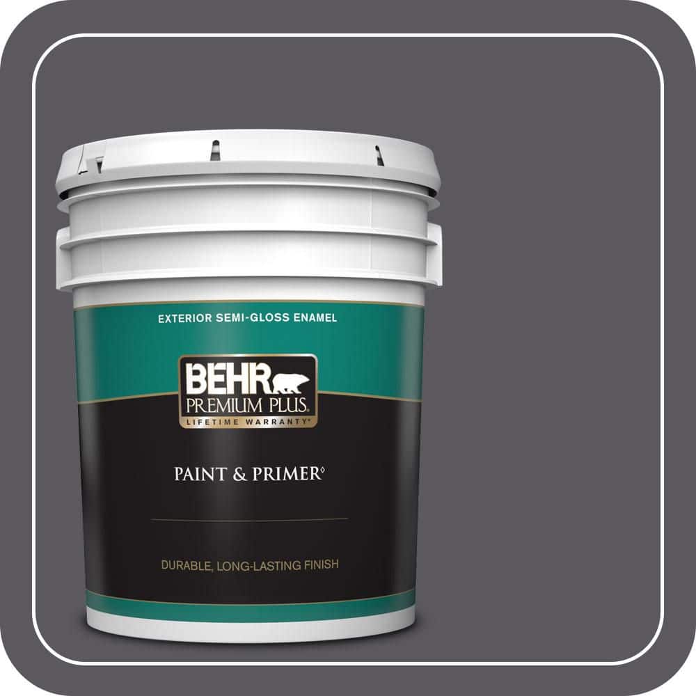 BEHR PREMIUM PLUS 5 gal. #MQ5-02 Dark Shadows Semi-Gloss Enamel ...