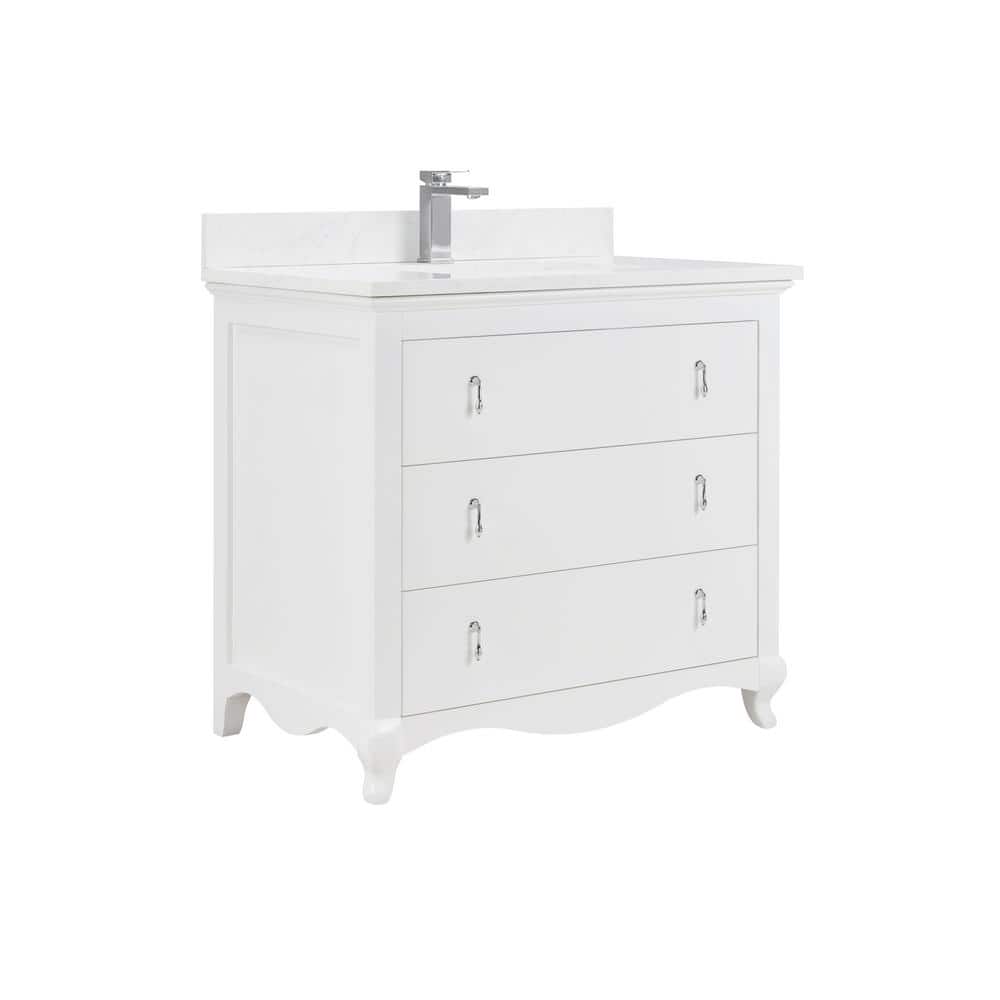 Legion Furniture WS2512-36-W 36 in. Single Sink Vanity White Bath Vanity with White 1 in ...