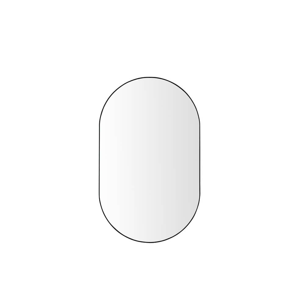 Black 22 in. W x 36 in. H Modern Oval Aluminum Framed Wall-Mounted ...