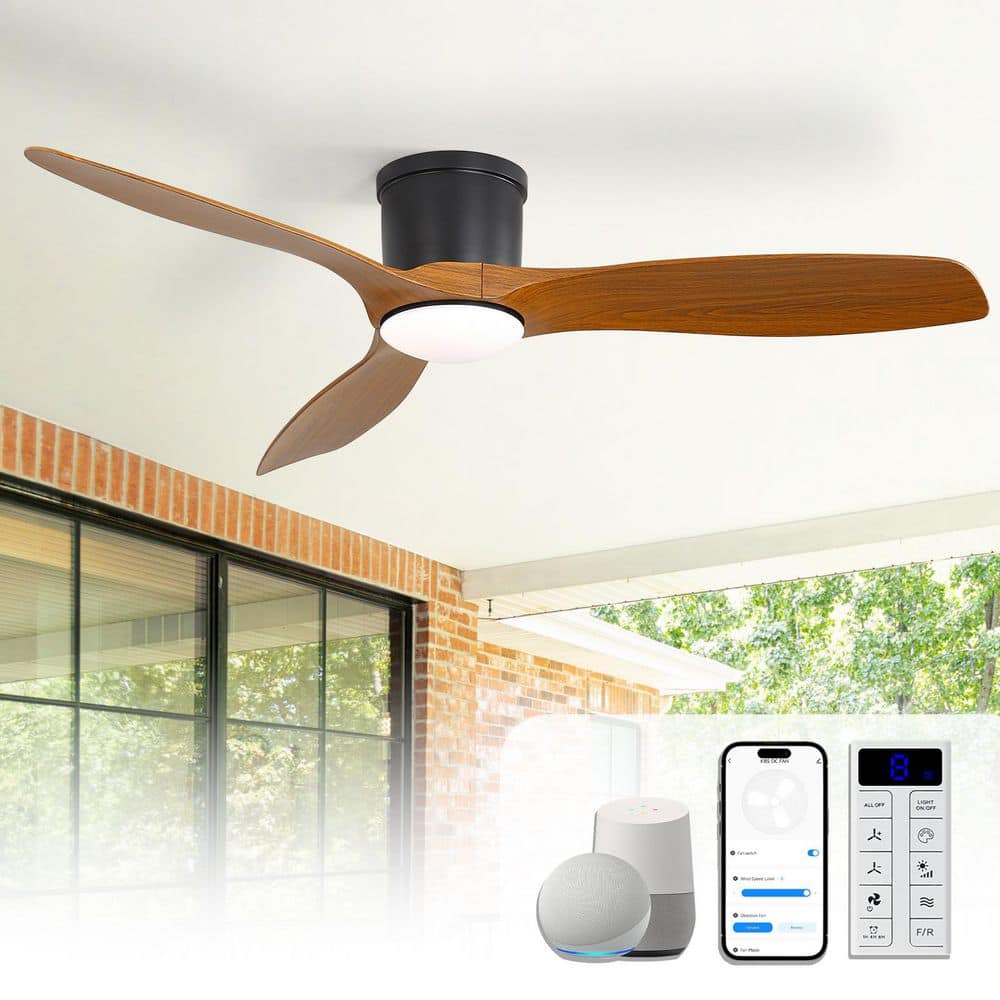 CACI Mall 52 in. Indoor Smart Integrated LED Black Ceiling Fan with ...