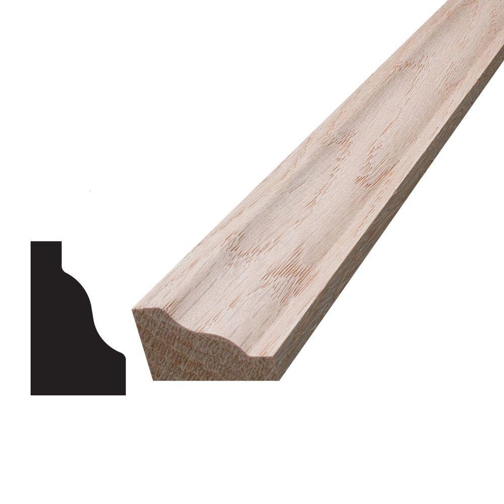 Alexandria Moulding 3/4 in. x 1-1/4 in. x 96 in. Oak Panel Cap Moulding ...