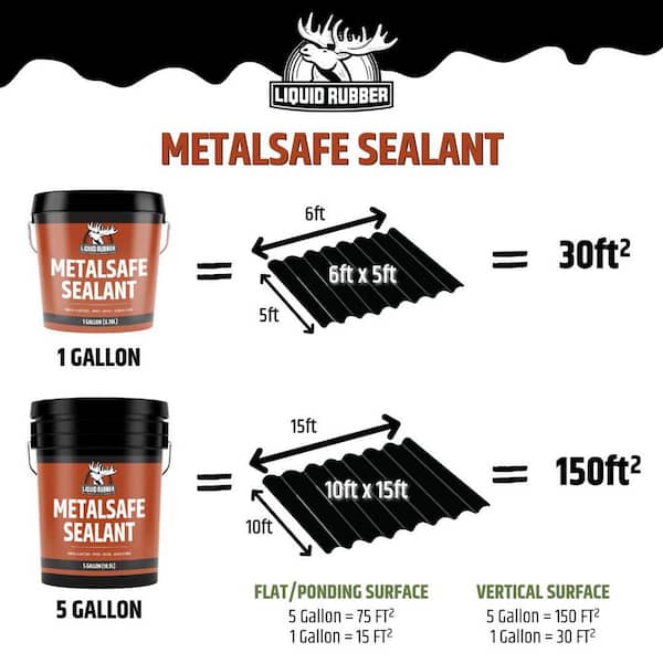LIQUID RUBBER MetalSafe Roof Sealant 5 Gal. Waterproof Roof Coating for ...