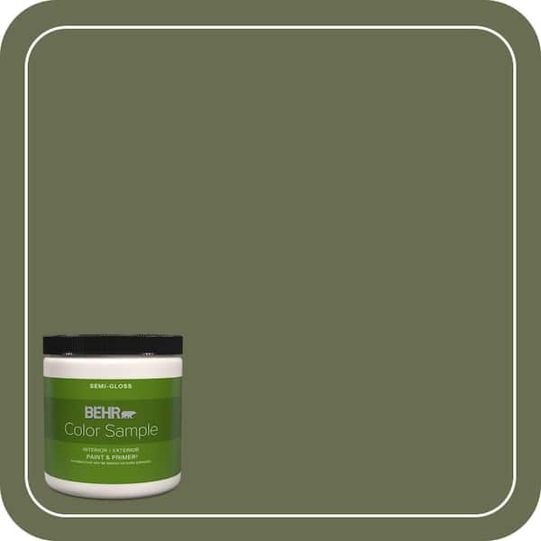 BEHR PREMIUM PLUS 8 oz. #S380-7 Global Green Semi-Gloss Interior ...