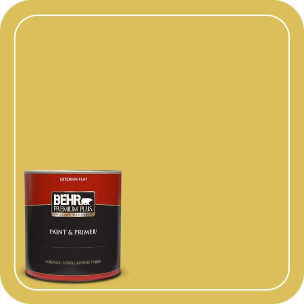 BEHR PREMIUM PLUS 1 qt. #P320-6A Flustered Mustard Flat Exterior Paint ...