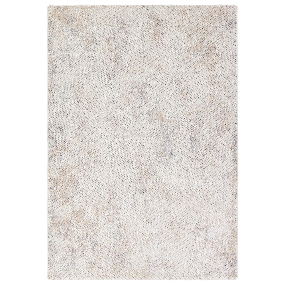 Jaipur Living Natrix 5 ft. x 8 ft. Cream/Silver Geometric Area Rug ...