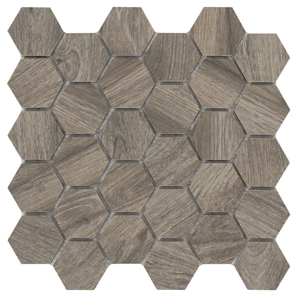 Lifeproof Shadow Wood Hexagon 12 in. x 12 in. x 8 mm Glazed Porcelain ...