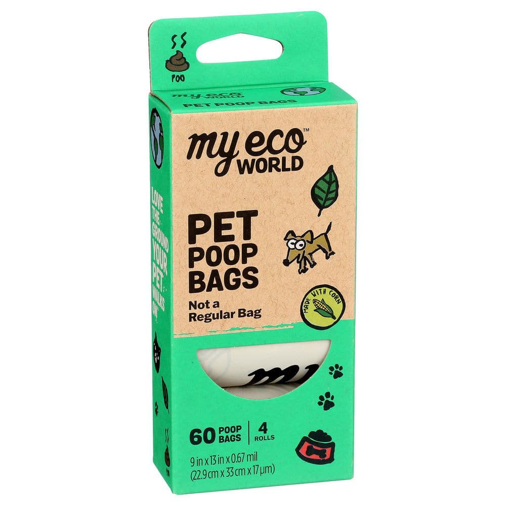 MyEcoWorld 9 x 13 in. Home Compostable Pet Waste-Bags, 4-Rolls of 15 ...