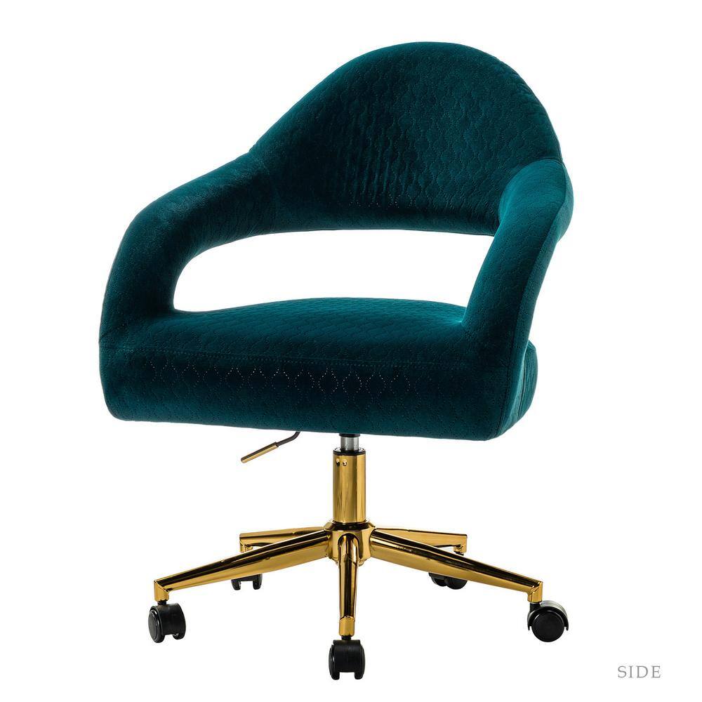 JAYDEN CREATION Sara Teal Swivel Task Chair with Golden Base-OFDT0104 ...
