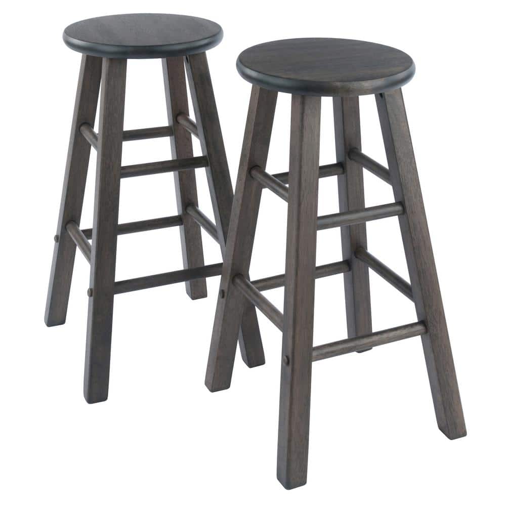 WINSOME WOOD Element 24 in. Oyster Gray Counter Stools 2-Piece Set ...