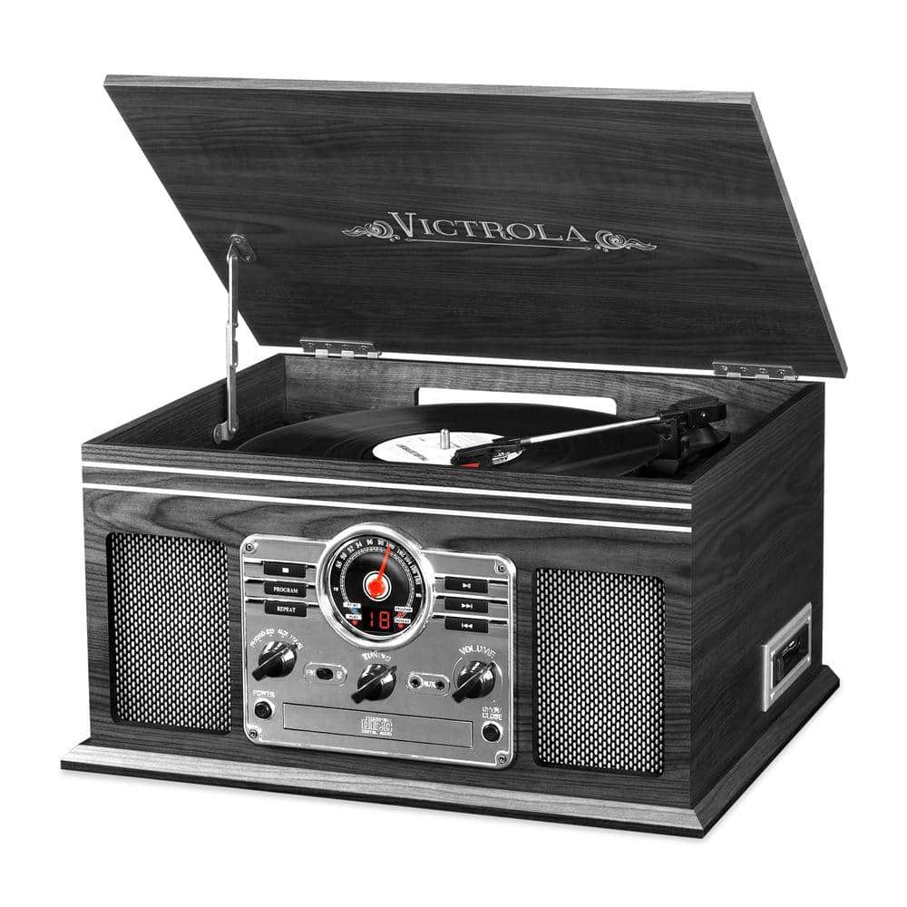 Victrola 6-in-1 Classic Wooden Turntable with Bluetooth, Grey VTA-200B ...