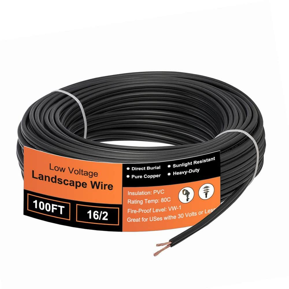 Vrbgify 16/2 Low Voltage Landscape Wire 100 ft. 16-Gauge 2-Conductor ...