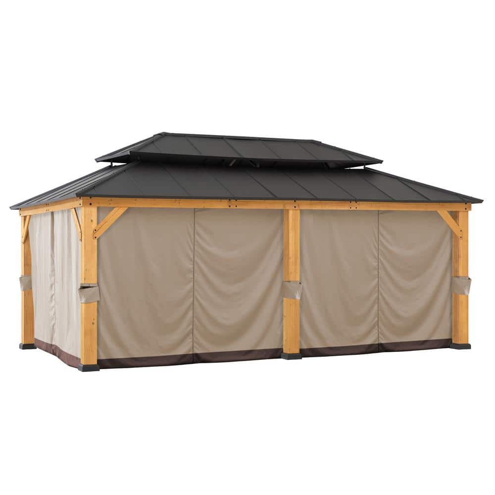 Sunjoy Replacement Gazebo Curtain Panles, 6-Panel Screen Walls Outdoor ...