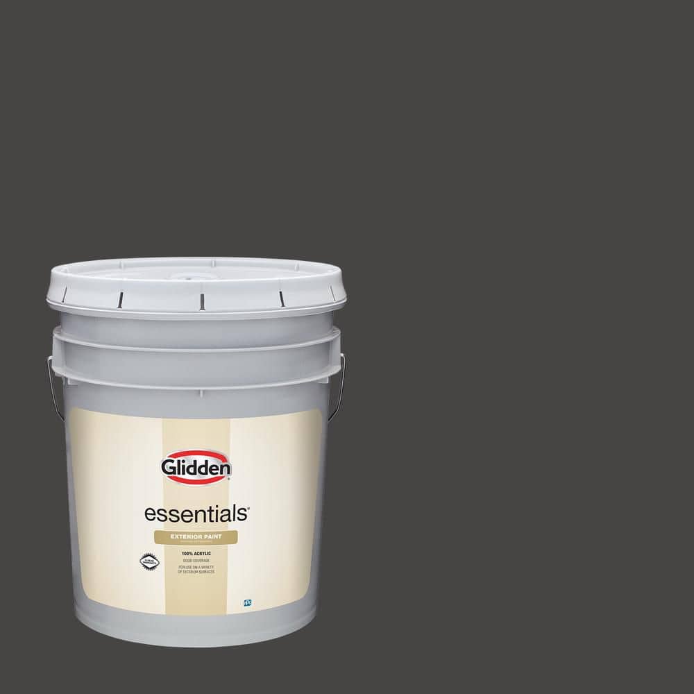 Glidden Essentials 5 gal. PPG1011-7 Onyx Satin Exterior Paint PPG1011 ...