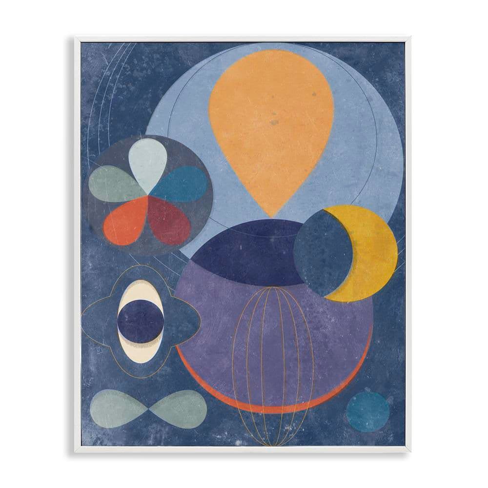 Stupell Industries Blue Retro Collage by Victoria Barnes White Framed ...