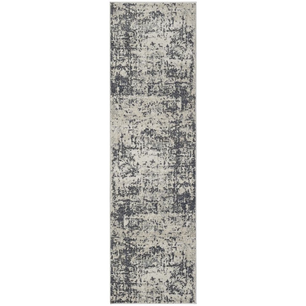 Nourison Concerto Ivory Grey 2 ft. x 8 ft. Abstract Contemporary Runner ...