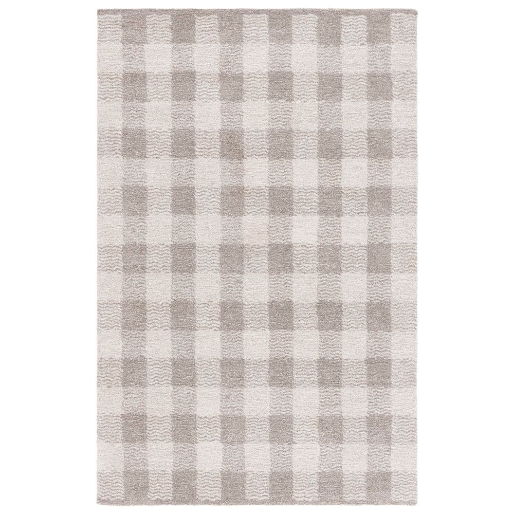 SAFAVIEH Genre 4 ft. x 6 ft. Gray/Ivory Abstract Plaid Area Rug GRE801F ...