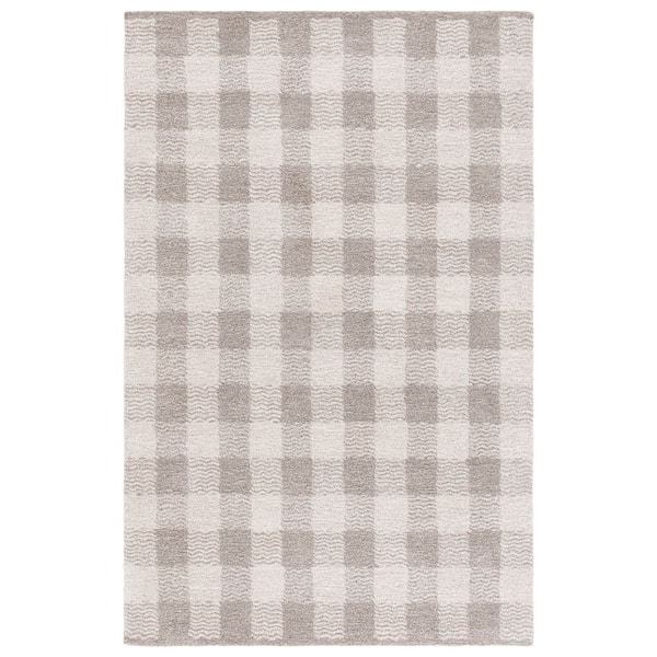 SAFAVIEH Genre 4 ft. x 6 ft. Gray/Ivory Abstract Plaid Area Rug GRE801F ...