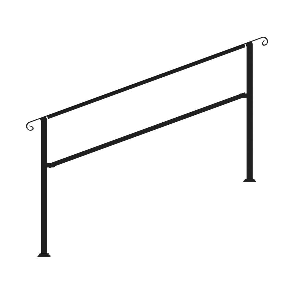 FUFU&GAGA 36 in. H x 68.5 in. W Black Iron Stair Railing Kit Handrails ...
